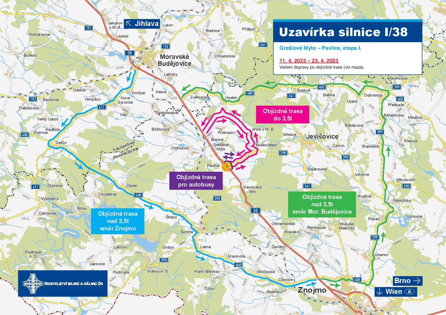 Po Velikonocích začne oprava silnice I/38 Pavlice – Grešlové Mýto